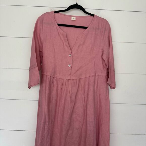 Lintico | Dresses | Lintico Womens Small 0 Linen Midi Dress Pink Lagenlook Minimalist | Poshmark